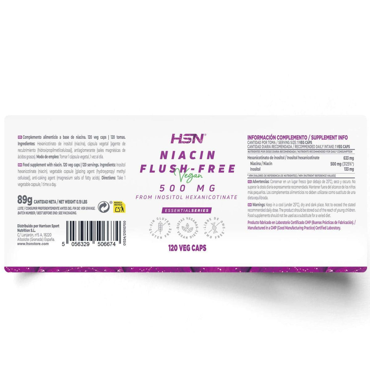 Niacin (Vitamin B3) Flush-Free, 500MG, 120 Veg Capsules – Blissful